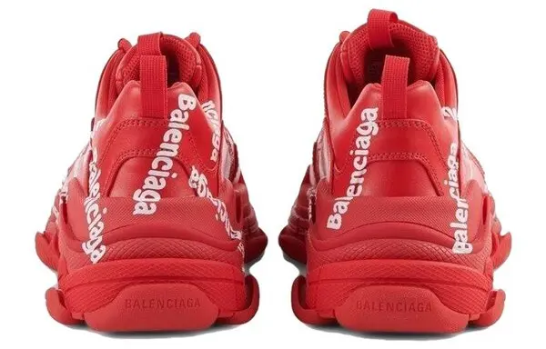 Balenciaga Triple S Allover Logo Sneakers - Red/white