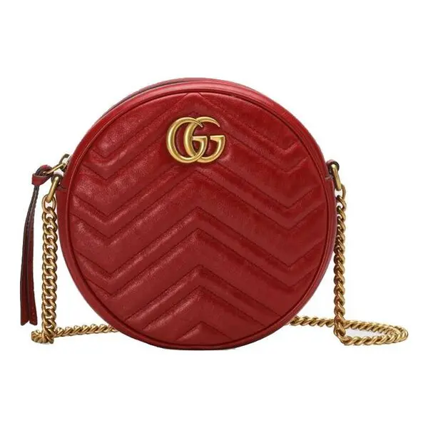 Gucci Gg Marmont Round Shoulder Bag - Red