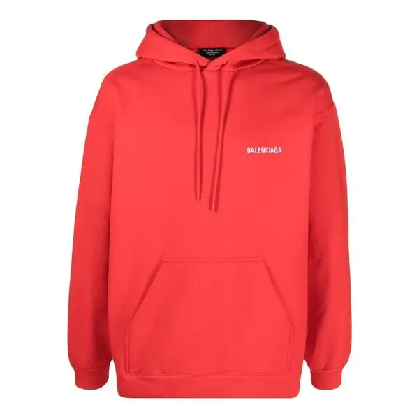 Balenciaga Logo Hoodie - Bright Red