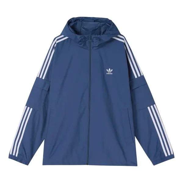 Adidas Originals 3-stripes Woven Hooded Jacket - Blue