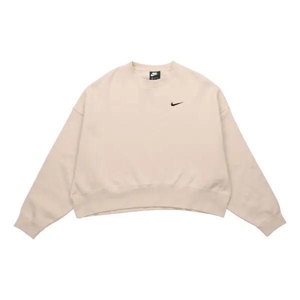 Nike Essential Fleece Crew - Beige/white