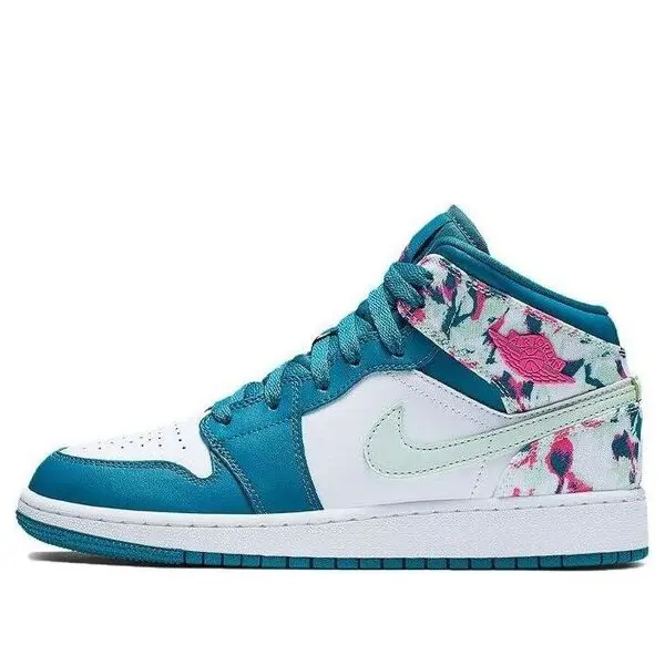 JORDAN 1 Mid 'paint Stroke - Green Abyss/frosted Spruce-white-laser Fuchsia