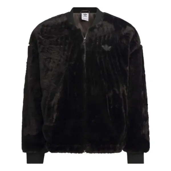 Adidas Faux Fur Bomber Jacket - Black/white