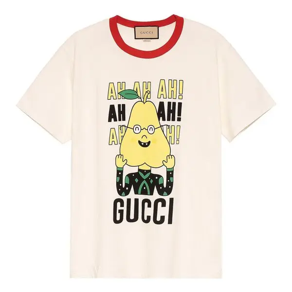 Gucci X Pablo Delcielo Pear Print Cotton T-shirt - White