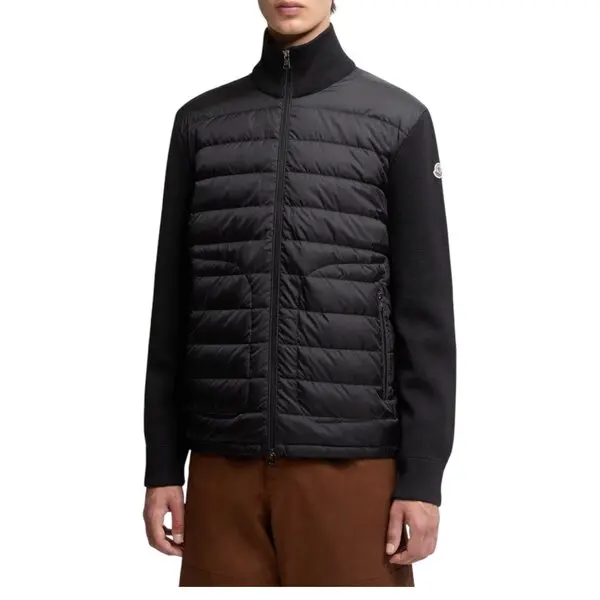 Moncler Zip Up Padded Cardigan Jacket - Black