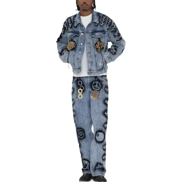 StÜssy X Dries Van Noten Hand-stencilled Denim Jacket