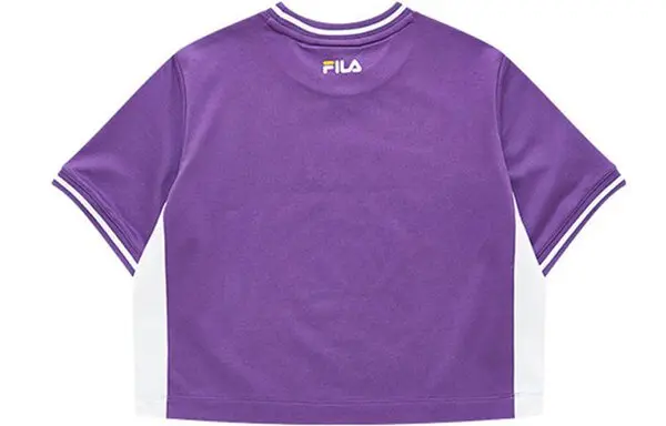 FILA FUSION Printing Splicing Round Neck Short Sleeve