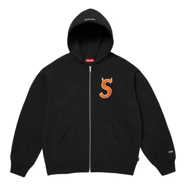 Supreme Ss26 Devil Logo Zip Up Hooded Sweatshirt - Black