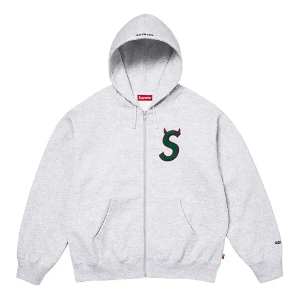 Supreme Ss26 Devil Logo Zip Up Hooded Sweatshirt - Ash Grey