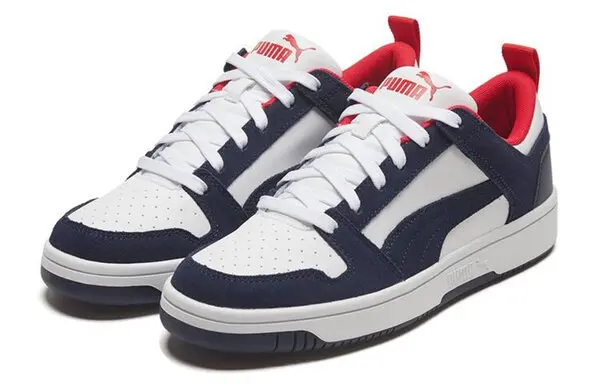 PUMA Rebound Layup Low Top Sneakers - White/blue/red