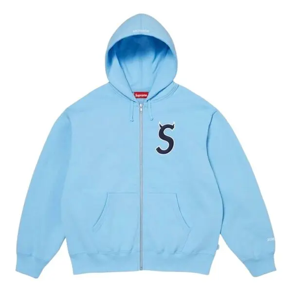 Supreme Ss26 Devil Logo Zip Up Hooded Sweatshirt - Light Blue