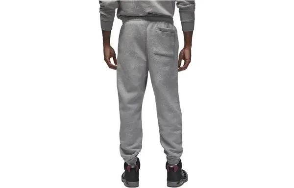 JORDAN Solid Color Embroidered Drawstring Casual Pants/trousers Grey