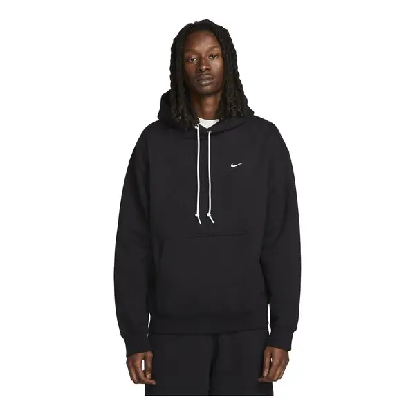 Nike Solo Swoosh Fleece Pullover Hoodie - Black