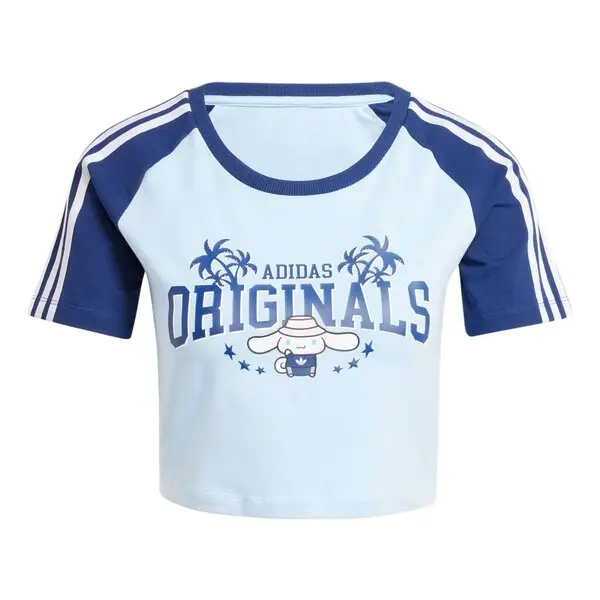 Adidas Originals X Hello Kitty Graphic Cropped T-shirt - Blue/white
