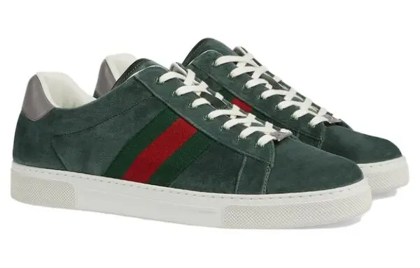 Gucci Ace Velvet Sneakers - Green/white/red