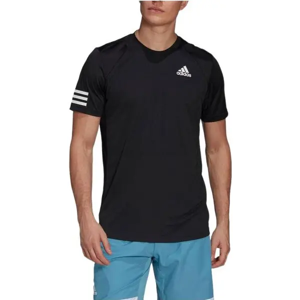 Adidas Short Sleeve Round Neck Pullover With Logo Printing And Stripes - Multi-color