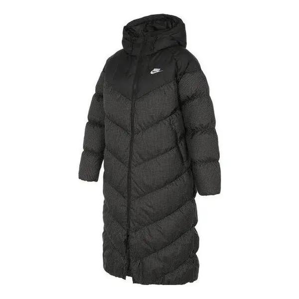 Nike Long Hooded Down Puffer Jacket - Black