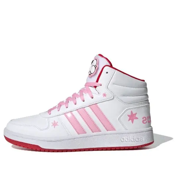 Adidas Hoops 2.0 Mid Top Sneakers - White/pink