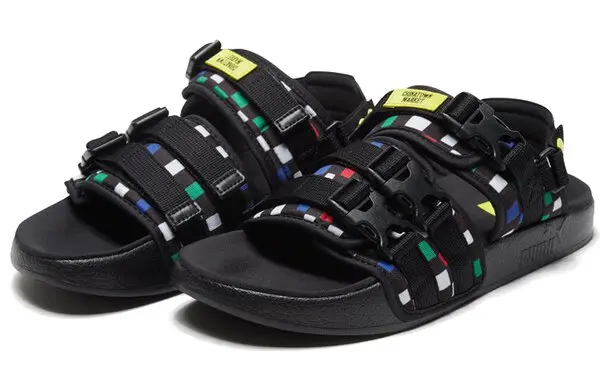 PUMA X Chinatown Market Leadcat Blazing Yellow Sandals - Black