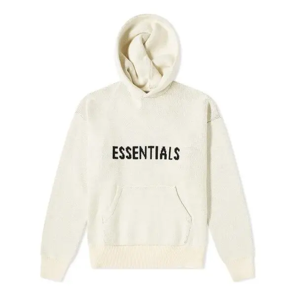 Fear Of God Knit Logo Hoodie - Beige/black