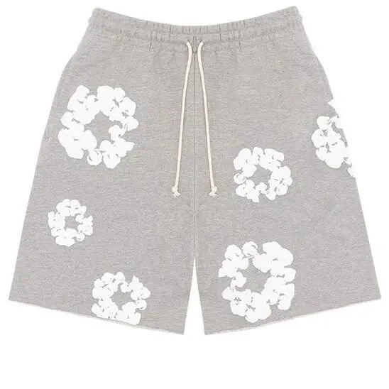 DENIM TEARS Cotton Wreath Logo Shorts - Grey/white