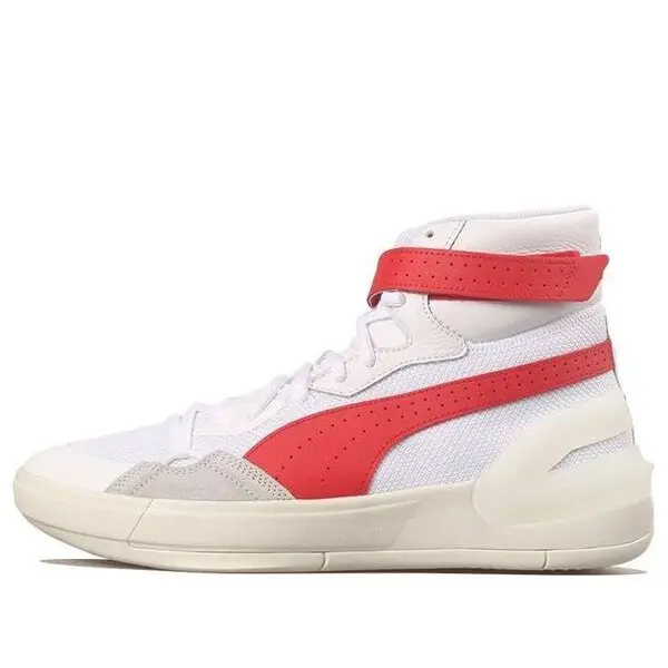PUMA Sky Modern High Top Sneakers - White/red