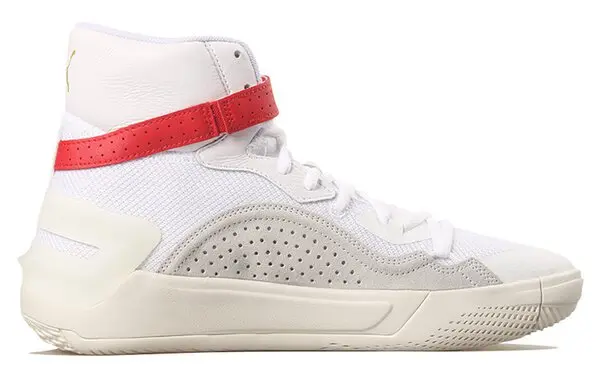 PUMA Sky Modern High Top Sneakers - White/red