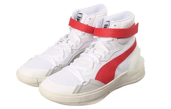 PUMA Sky Modern High Top Sneakers - White/red