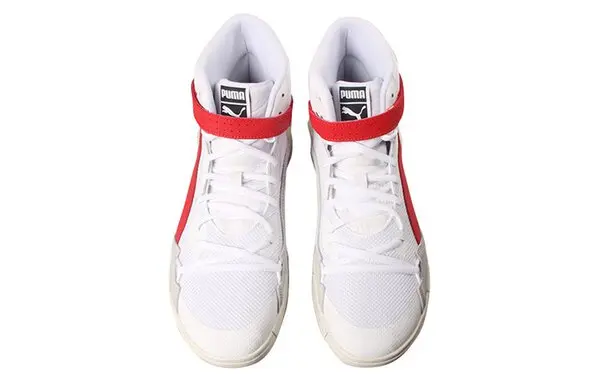 PUMA Sky Modern High Top Sneakers - White/red