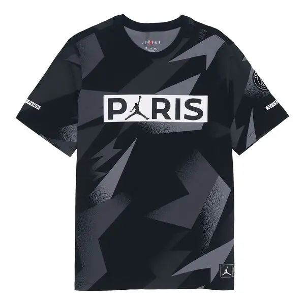 JORDAN Paris Saint-germain Pattern Short Sleeve Shirt - Black/grey