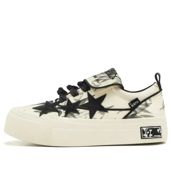 KAALIXTO Skateboarding Canvas Low Top Sneakers - Beige/green/black