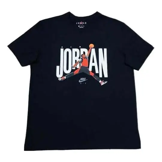 JORDAN Printing Logo Round Neck Short Sleeve 'jumpman - Black