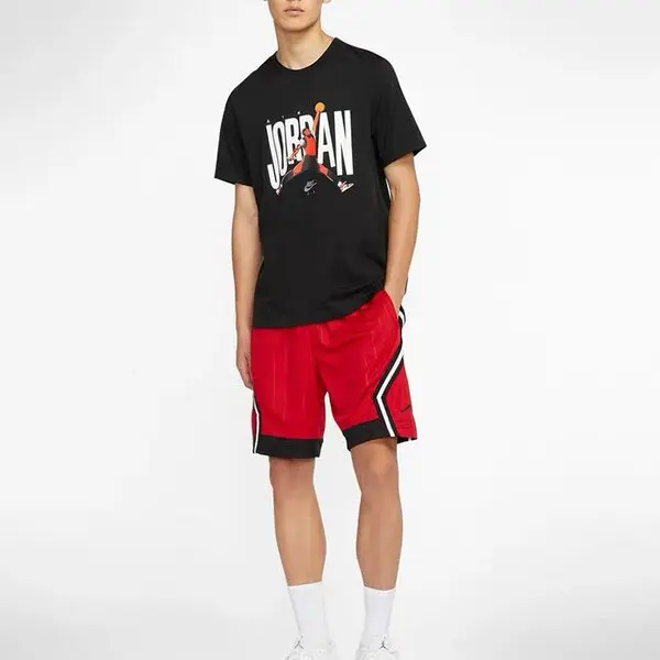 JORDAN Printing Logo Round Neck Short Sleeve 'jumpman - Black