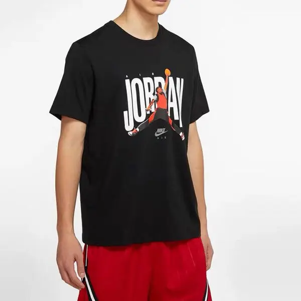 JORDAN Printing Logo Round Neck Short Sleeve 'jumpman - Black