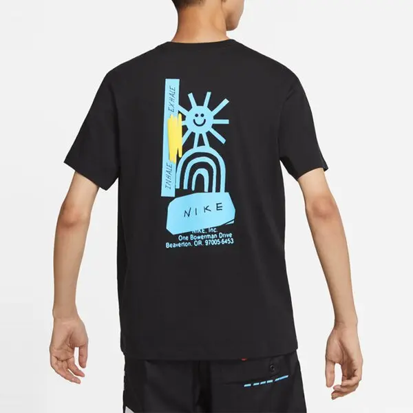 Nike Logo Pattern Printing Round Neck Pullover Short Sleeve Black T-shirt