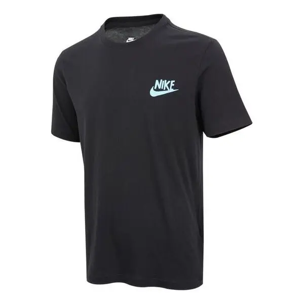 Nike Logo Pattern Printing Round Neck Pullover Short Sleeve Black T-shirt - Default Color