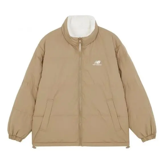 NEW BALANCE Logo Puffer Jacket - Khaki/white