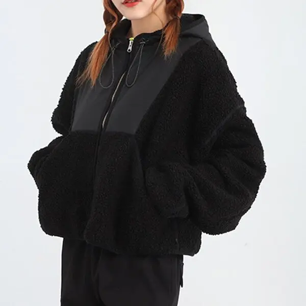CONVERSE Full Zip Lamb Wool Hooded Jacket