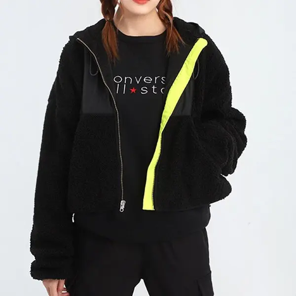 CONVERSE Full Zip Lamb Wool Hooded Jacket