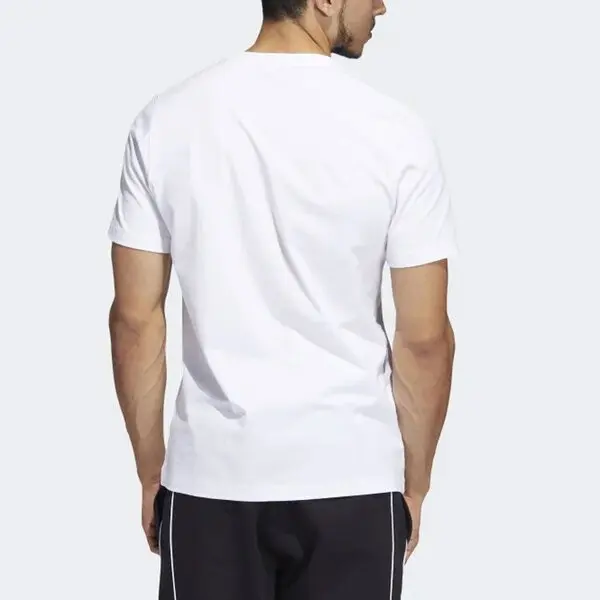 Adidas Alphabet Large Logo Round Neck Short Sleeve White T-shirt