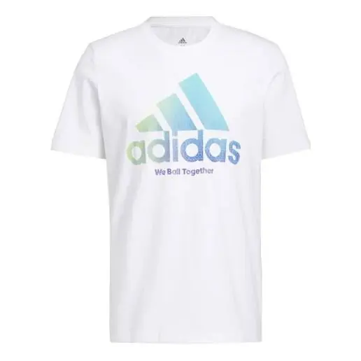 Adidas Alphabet Large Logo Round Neck Short Sleeve White T-shirt - Default Color
