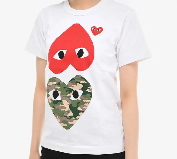 Play Comme Des Garcon Camouflage Heart Logo T-shirt