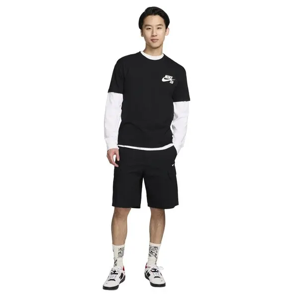 Nike Logo Printing Sports Skateboard Short Sleeve T-shirt - Black
