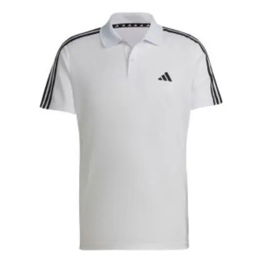 Adidas Train Essentials Piqu 3-stripes Training Polo Shirt 'white - White/black
