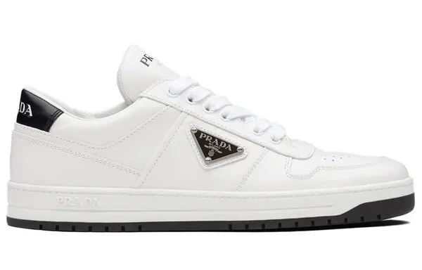 Prada Downtown Perforated Leather Sneakers - White/black