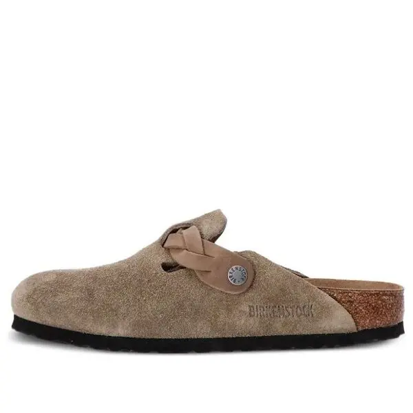 BIRKENSTOCK Boston Braided Suede Leather Clogs - Tan