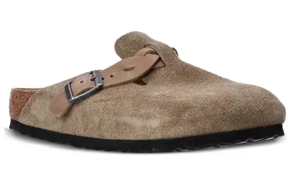 BIRKENSTOCK Boston Braided Suede Leather Clogs - Tan