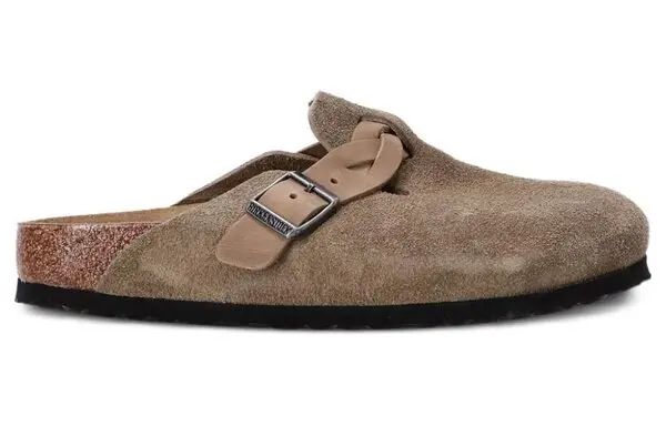 BIRKENSTOCK Boston Braided Suede Leather Clogs - Tan