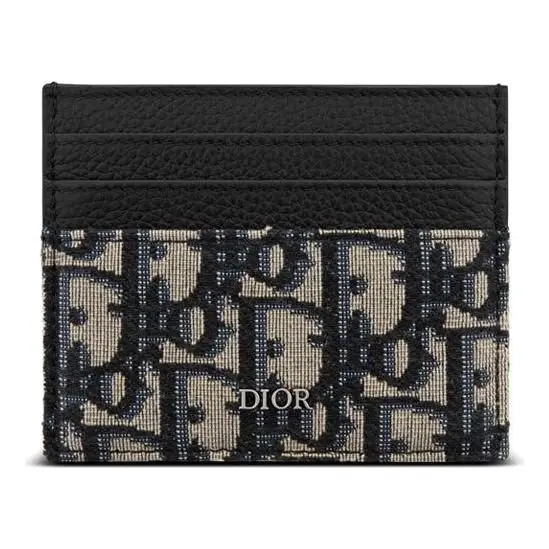 Dior Card Holder 'beige Black Oblique Jacquard - Beige/black/oblique Jacquard