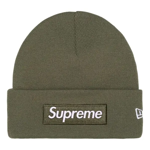 Supreme Fw25 New Era Bo Logo Beanie - Light Olive